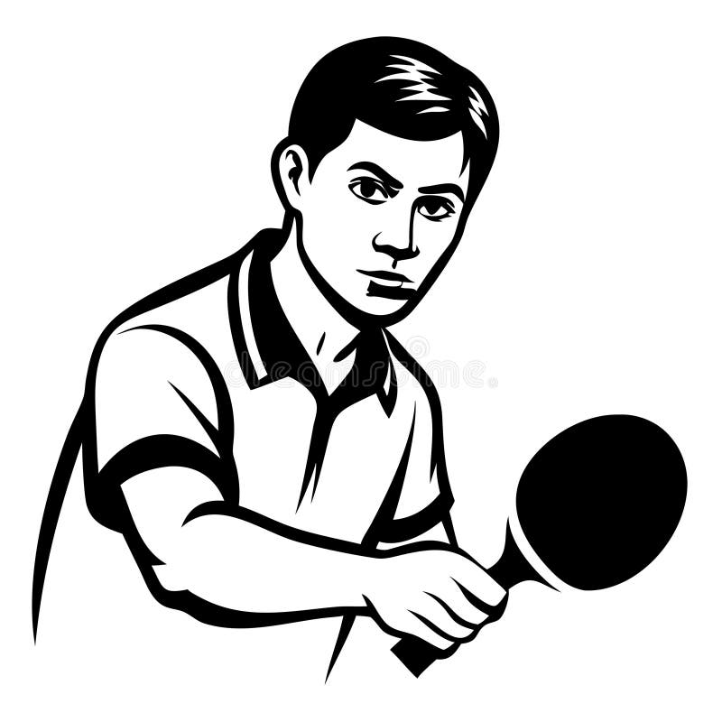 Dynamic Table Tennis Player Hitting a Ball Vector Illustration for ...