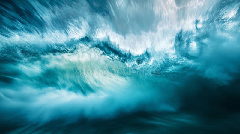 Dynamic Teal Ocean Wave Underwater Photography Stock Illustration ...