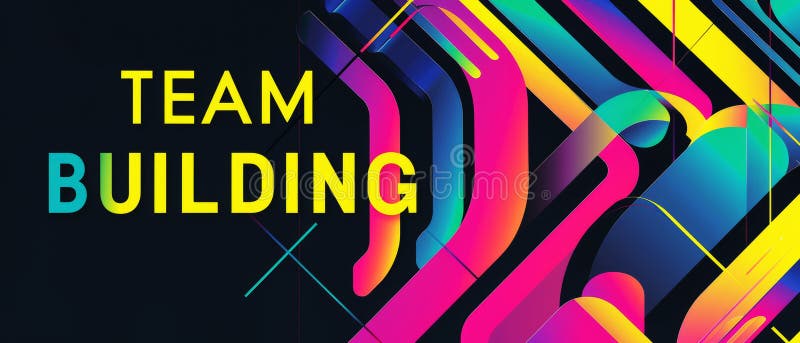 Dynamic Team Building Banner with Neon Colors and Abstract Geometric ...