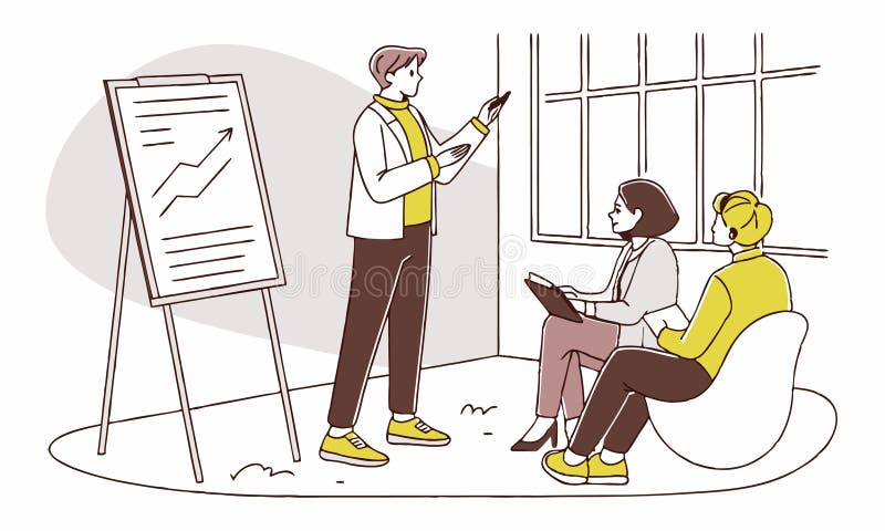 Dynamic Team Meeting with Data Presentation Stock Vector - Illustration ...