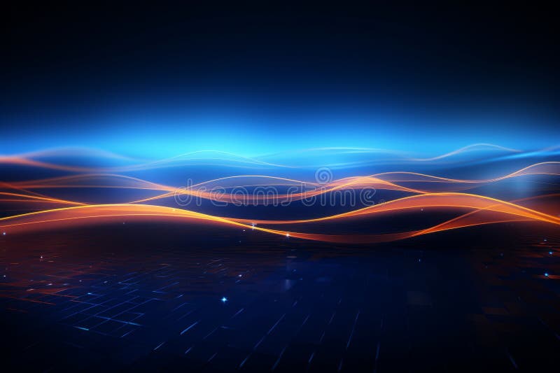 Dynamic Tech Background with Glowing Lines Stock Illustration ...