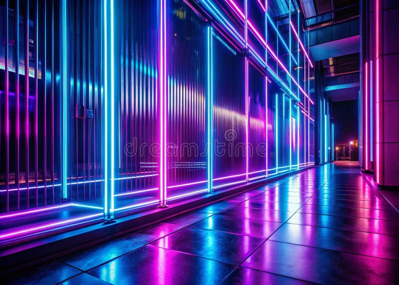 Dynamic Tech Background with Glowing Purple Blue and Pink Neon Light ...