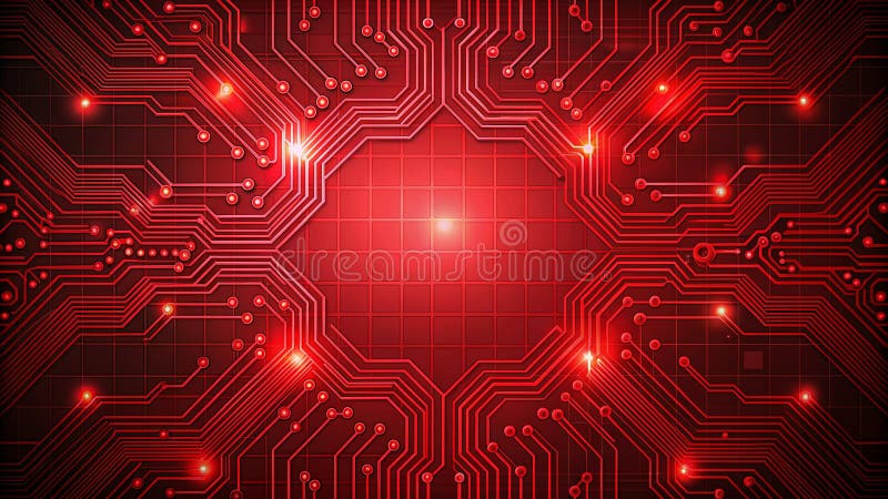 Dynamic Tech Themed Background with Red Circuits Creative AI Stock ...