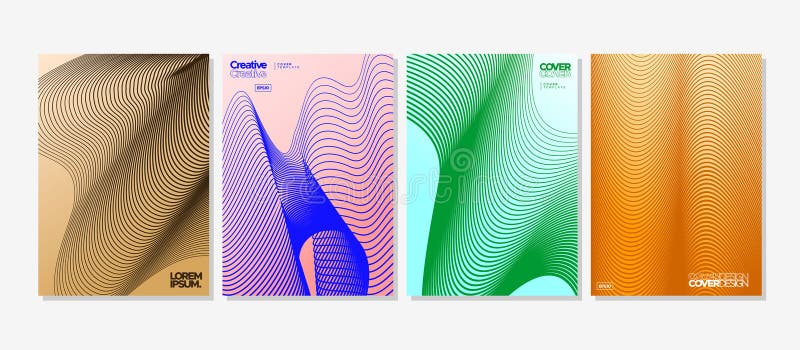 Dynamic Technology Abstract Line Cover Design Set Stock Vector ...