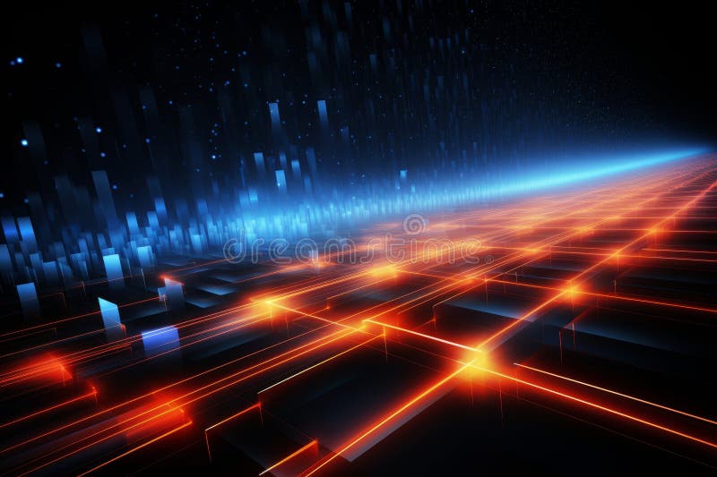 Dynamic Technology Backdrop with Glowing Lines Stock Illustration ...