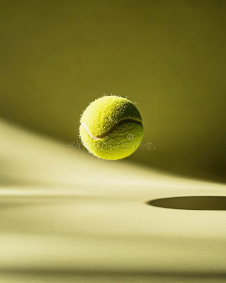 Dynamic Tennis Ball in Mid-air Against a Solid Background with Dramatic ...