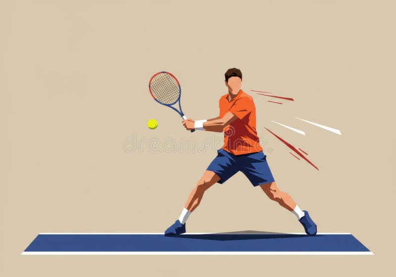 Dynamic Tennis Player Striking a Forehand on Court with Abstract Motion ...