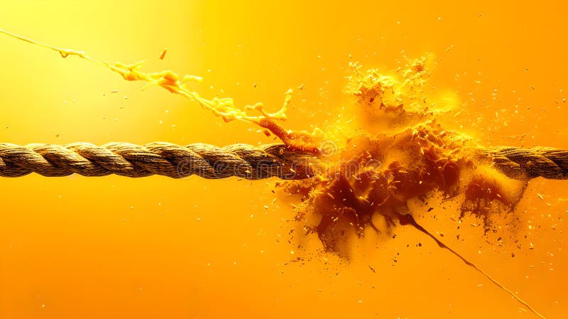 Dynamic Tension Release Conceptual Image. a Rope Snaps Under Pressure ...