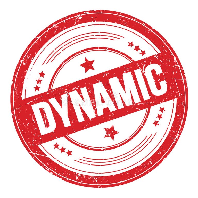 DYNAMIC Text on Red Round Grungy Stamp Stock Illustration ...