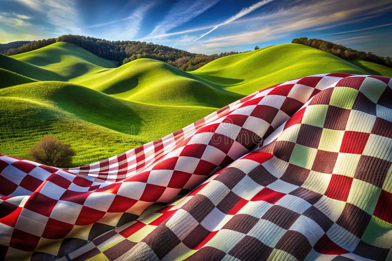 Dynamic Textile Flag Design with Rolling Hills Background a Vector ...