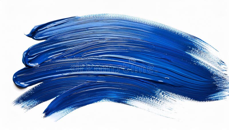 Dynamic Texture of Vivid Blue Paint Brush Strokes on a Clean White ...