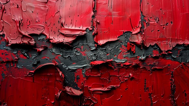 Dynamic Textures of Bold Red and Black Paint Create an Abstract Artwork ...