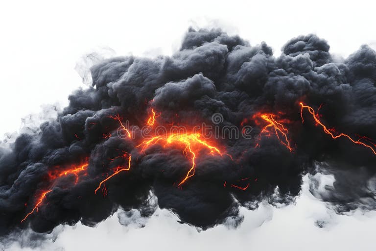 Dynamic Thick Black Smoke Plumes with Bright Molten Lava Effect for ...