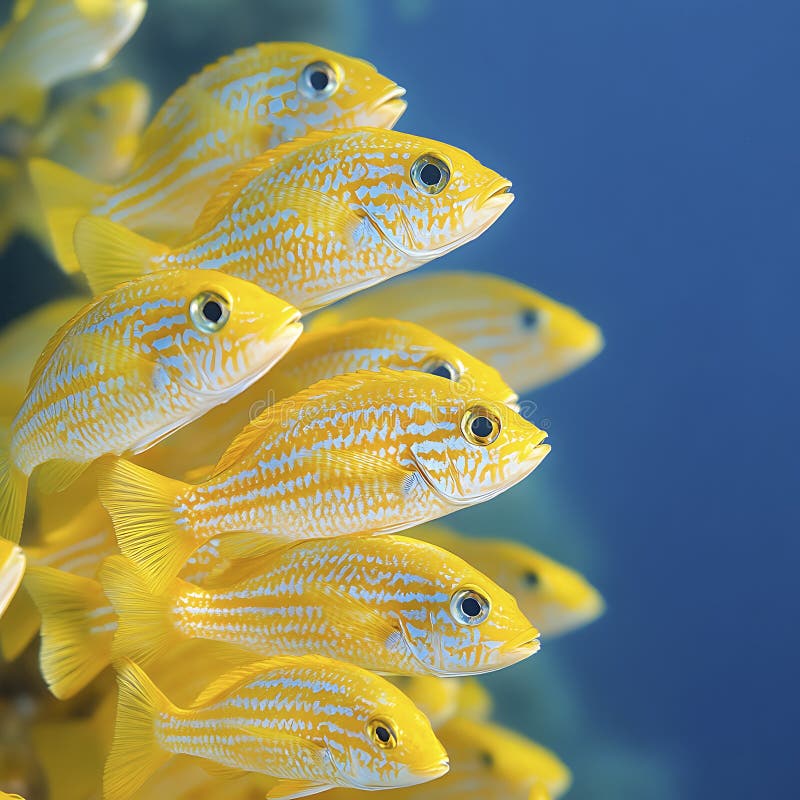 Dynamic Thinscaled Trevally Fish Gliding through Open Sea Waters Stock ...