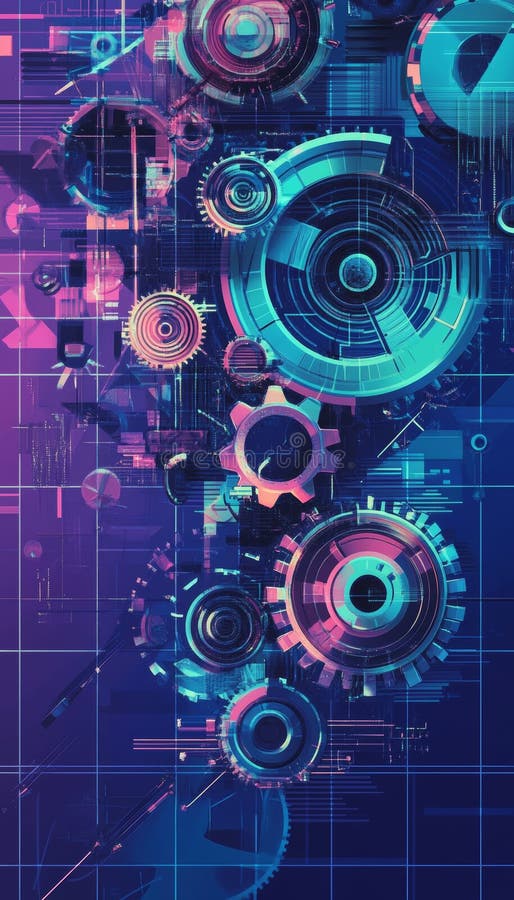Dynamic Thumbnail Illustration of Gears, Circuits, and Tools in Vibrant ...