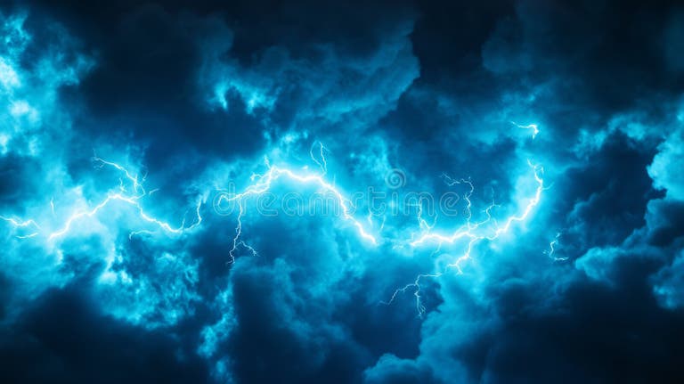 Dynamic Thunderstorm Cloud with Blue Smoke and Lightning in Vibrant ...
