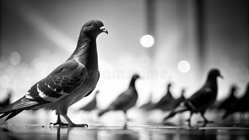 Dynamic TiltShift Pigeon Animation Sprites Complete Black and White ...