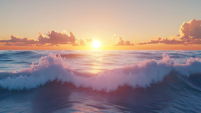A Dynamic Time-lapse Shot of the Ocean Merging into a Clear Horizon ...