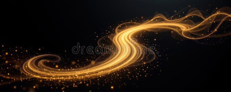 Dynamic Trail of Gold Dust Sweeping Across the Image in S Shape Motion ...