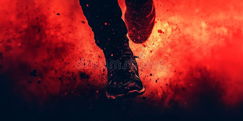 Dynamic Trail Running through Vibrant Red Dust and Motion Stock ...