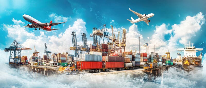 Dynamic Transportation Collage Showcasing Logistics and Cargo ...