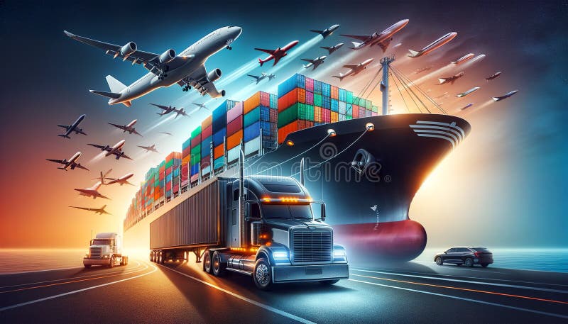 Dynamic Transportation Scene Featuring a Cargo Truck on the Highway ...