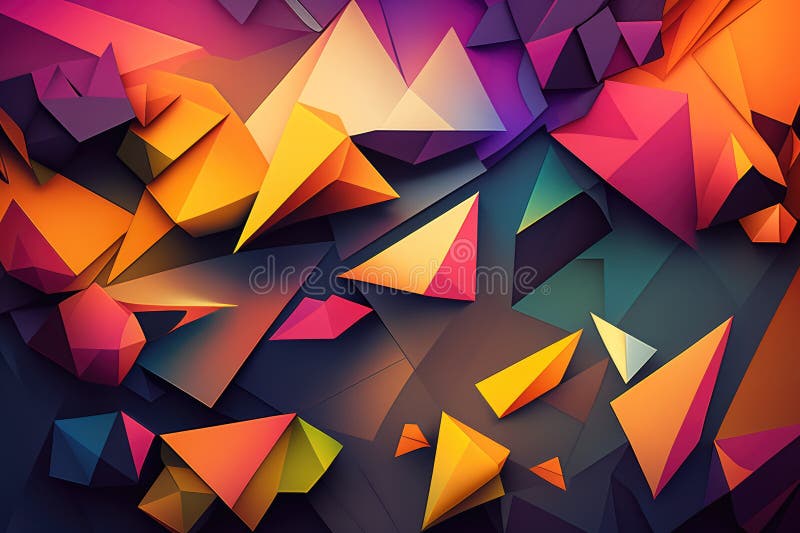 Dynamic Triangle Art in Vivid Colors and Overlapping Patterns Stock ...