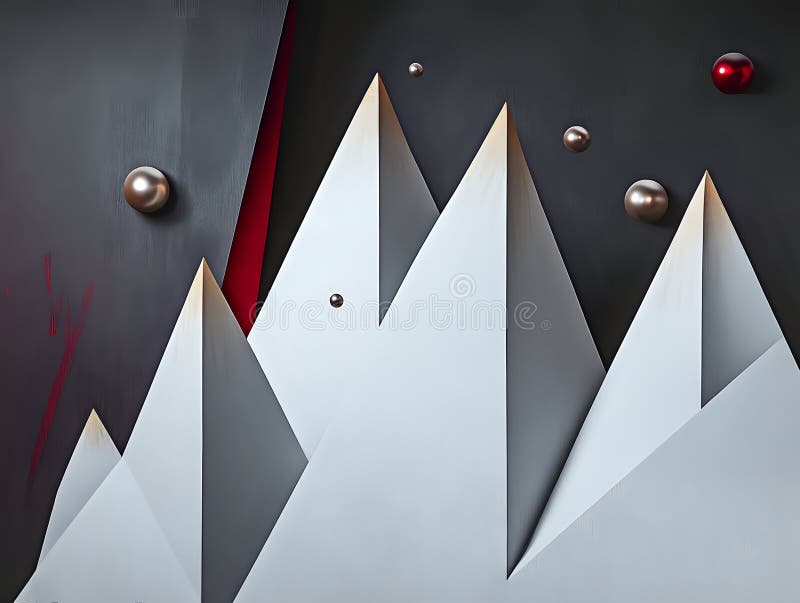 Dynamic Triangular Backdrop with Red Spheres and Stage Background Stock ...