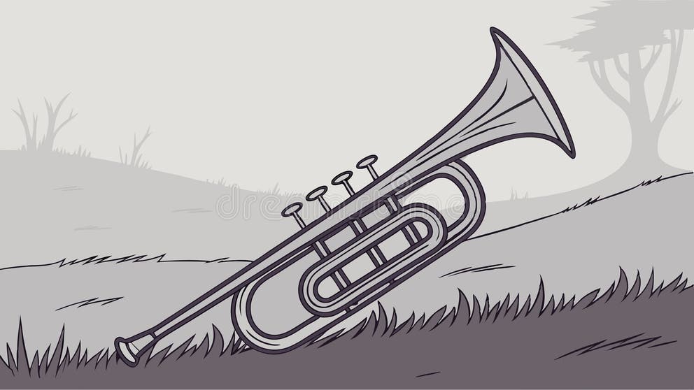 Dynamic Trumpet on an Abstract, Upward Sloping Surface, Vector Design ...