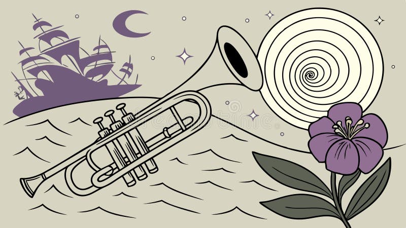 Dynamic Trumpet with Musical Notes and Abstract Swirl, Vector Design ...