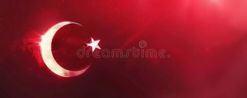 Dynamic Turkish Flag Design with Glowing Crescent and Star on a Red ...