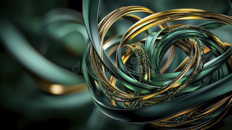 Dynamic Twisting Rings Abstract Art Display 3d Render Digital ...