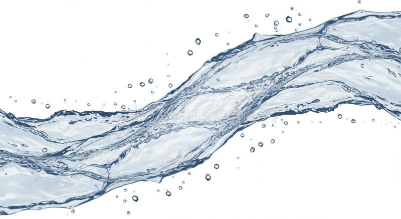 A Dynamic, Twisting Stream of Water Flows Horizontally Against a White ...