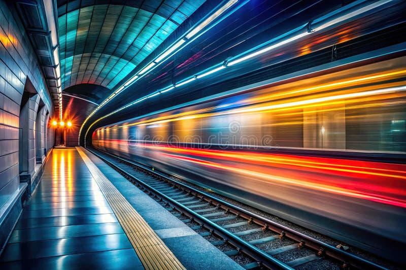 Dynamic Underground Transit Abstract Subway Train in Motion Blurred ...