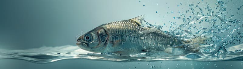 Dynamic Underwater Image of a Single Fish Swimming with Splashing Water ...