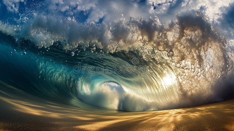 Dynamic Underwater Shot Capturing a Wave Breaking Beautifully in a ...