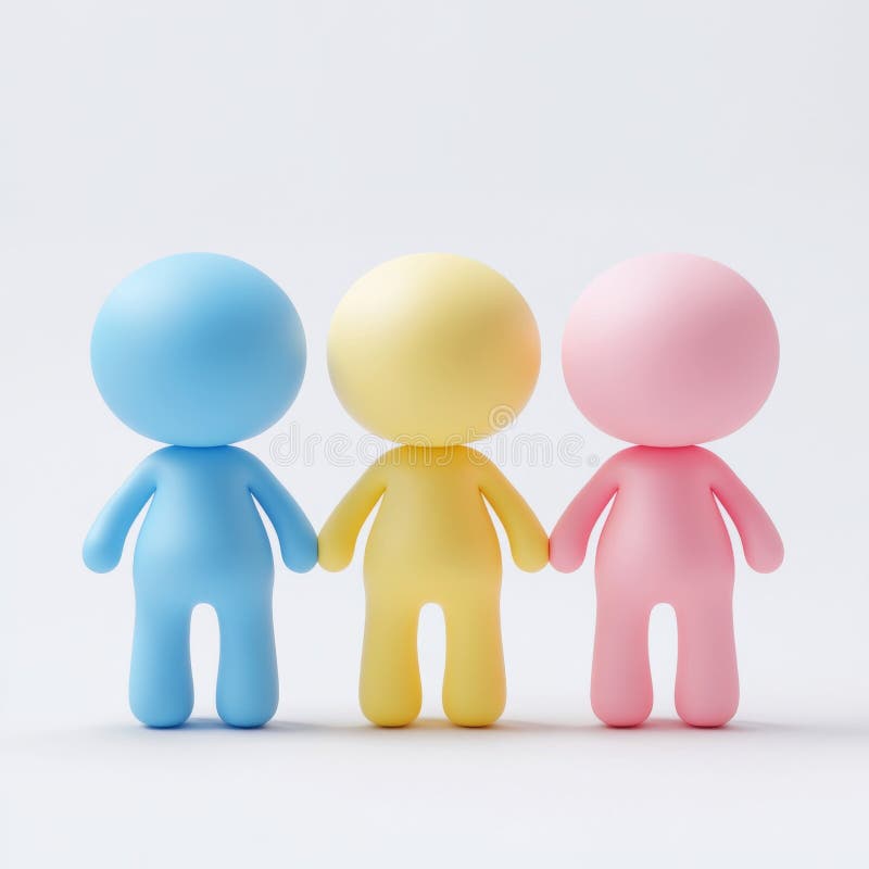 Dynamic Unity: a 3D Artwork of Five Figures Holding Hands, Embodying ...