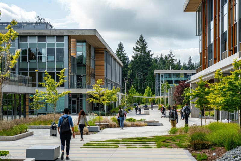 Dynamic University Atmosphere with Engaged Students, Modern Buildings ...