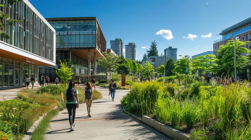 Dynamic University Atmosphere with Engaged Students, Modern Buildings ...