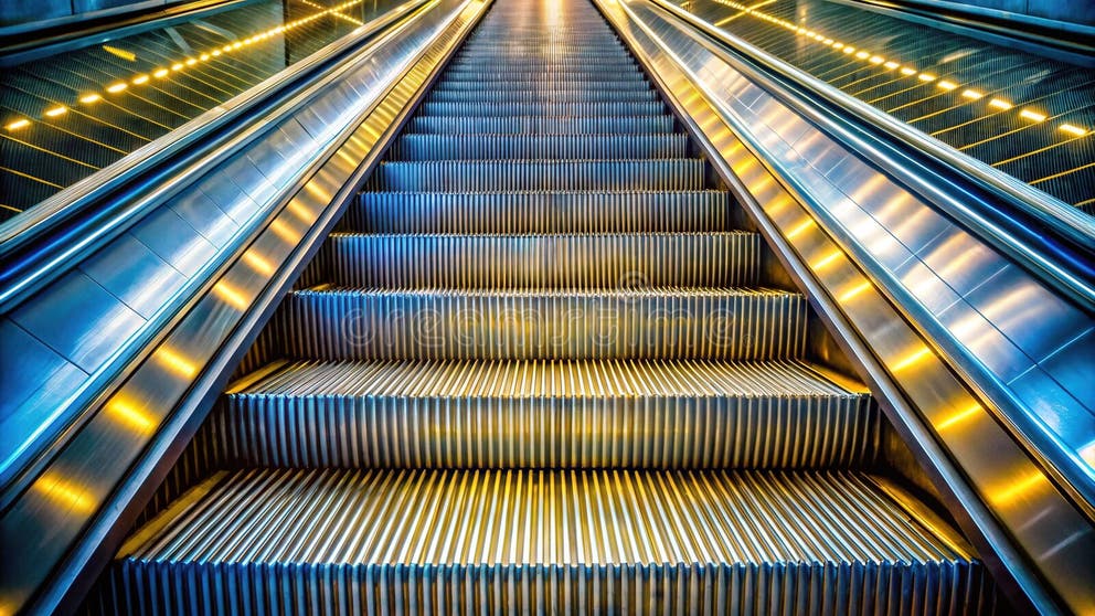 Dynamic Upward Movement a Seamless Metallic Escalator Step Pattern ...