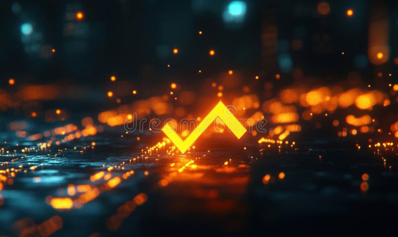 Dynamic Upward Trend Symbol Glowing in Digital Landscape, Representing ...