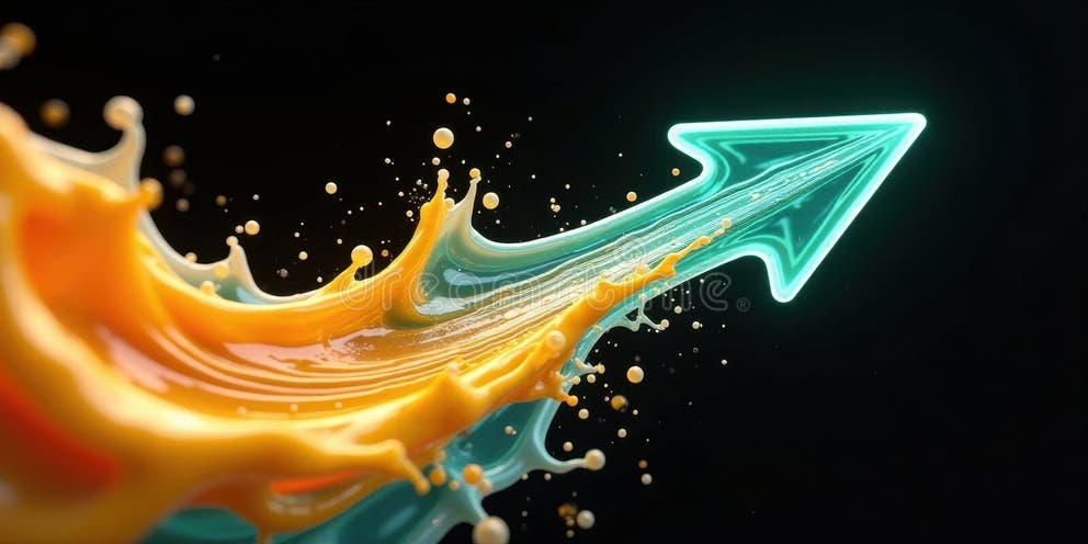 Dynamic Upward Trend Visualized with Vibrant Liquid Splashes and a ...
