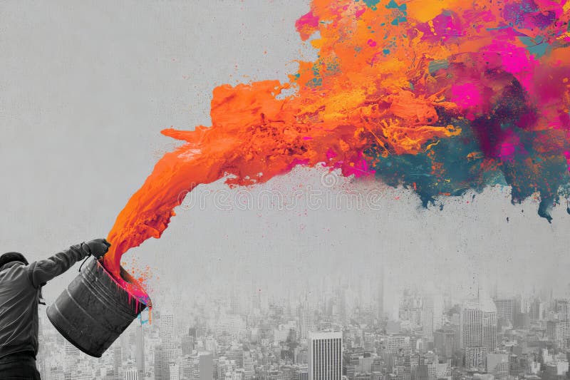 Dynamic Urban Abstract Painting with Vibrant Colors in High Resolution ...