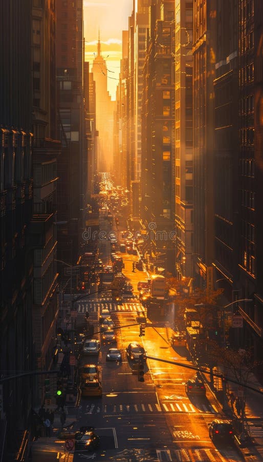 Dynamic Urban Cityscape in Intense Sunlight, Light and Shadow Interplay ...