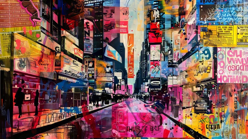 Dynamic Urban Collage a Vivid Blend of Graffiti, Brick Patterns, and ...