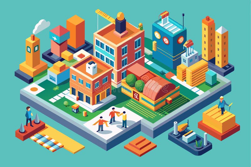 A Dynamic Urban Construction Layout Showcases Customizable Buildings ...