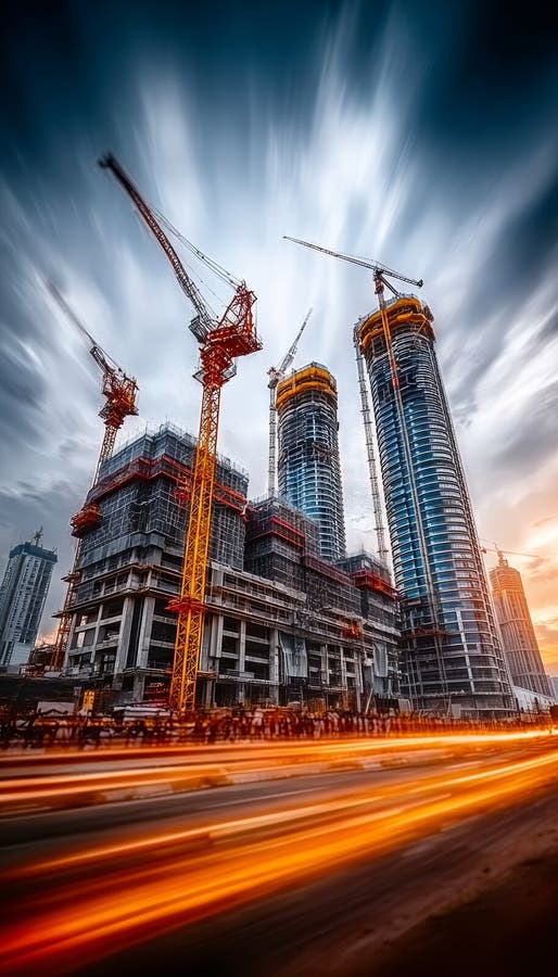 Dynamic Urban Development Vast Construction Site in High-Speed ...