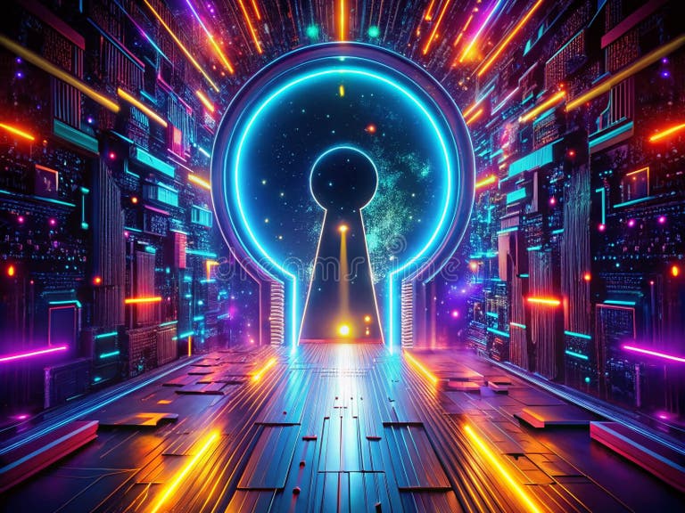 Dynamic Urban Exploration Abstract Digital Art Featuring a Glowing ...