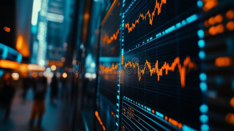 A Dynamic Urban Financial Analytics Display Illuminated at Nighttime ...