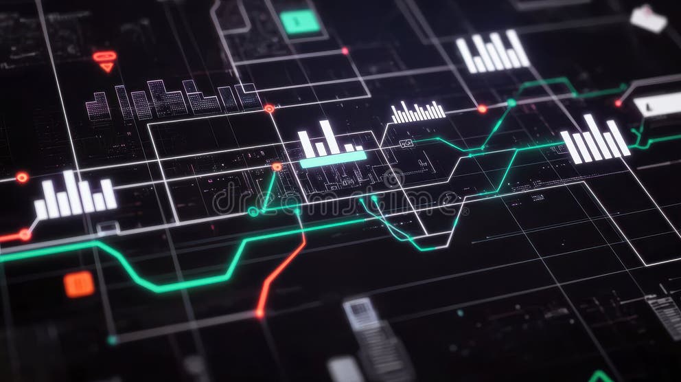 Dynamic Urban Map with Neon Emission Trails and Data Visualizations ...